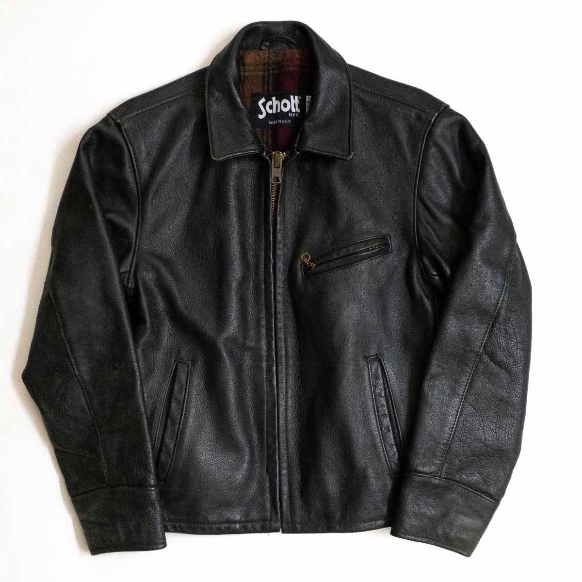 【楽天市場】【美品】SCHOTT【681/シングルライダースジャケット】38 襟 レザー アメリカ製 ショット 25020653：OLD BOY SHOP