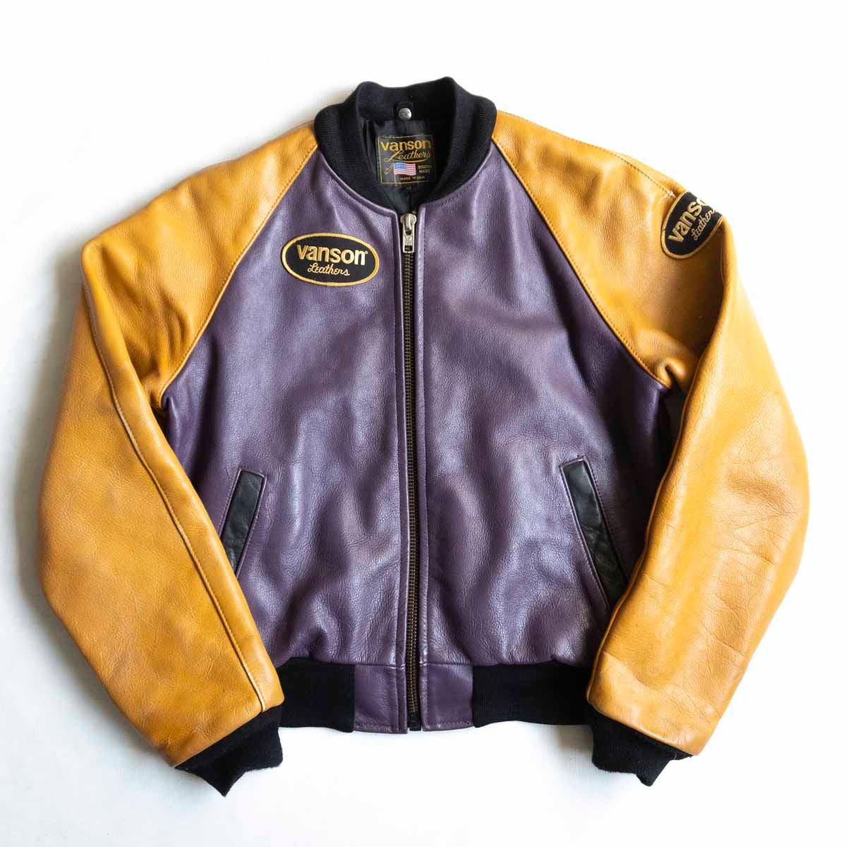 【楽天市場】【雰囲気抜群】 VANSON 【TJV オールレザー スタジャン】38 ジャケット ワッペン USA製 バンソン 25050192：OLD BOY SHOP