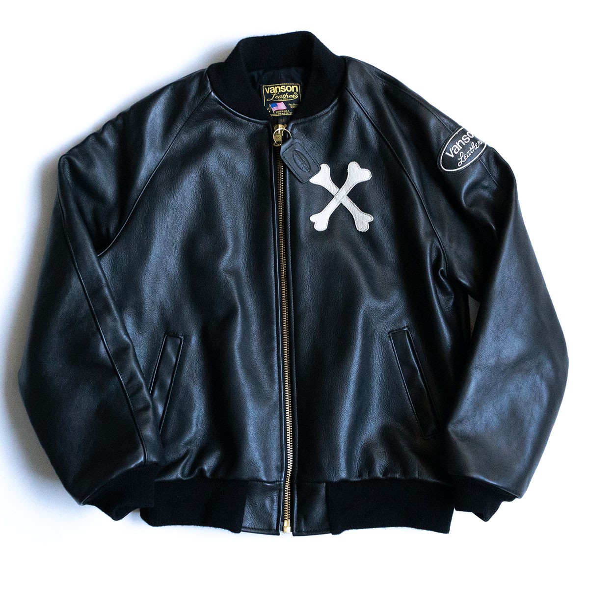 【楽天市場】【ビッグサイズ44】VANSON×BACKDROP【9TJV CROSS BONE レザー スタジャン】バンソン バックドロップ 25070857：OLD BOY SHOP