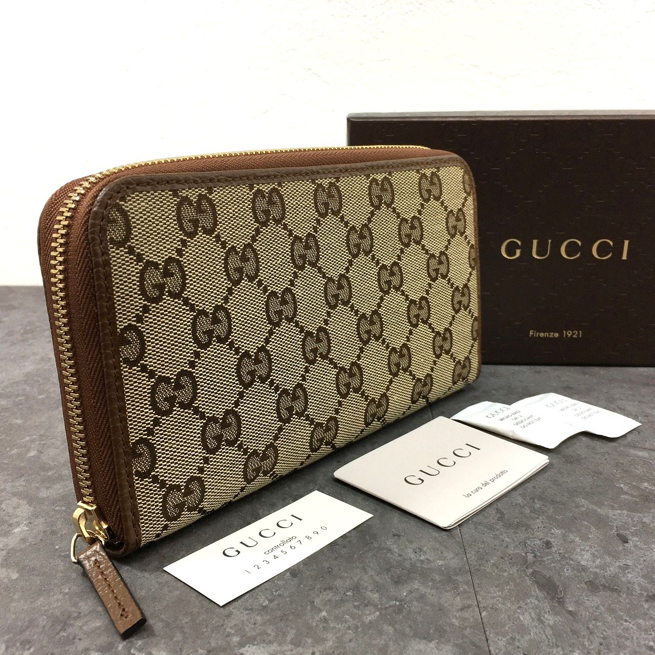 【楽天市場】【中古】 送料込み！ 未使用品 GUCCI ジップウォレット 363423 GGキャンバス ブラウン 箱付き メン レディース ...