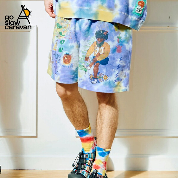 【楽天市場】ゴースローキャラバン | UNIQUEインレイ 落書きMIX ショートパンツ TIE DYE | 342606 | コットン ...