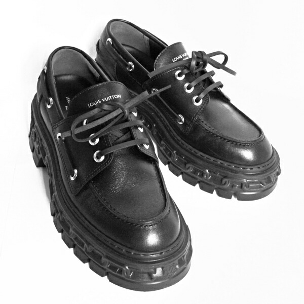 【楽天市場】LOUIS VUITTON ルイヴィトン 靴 LVコードローファー カーフレザー ブラック 11ADJA【送料無料】【中古 ...