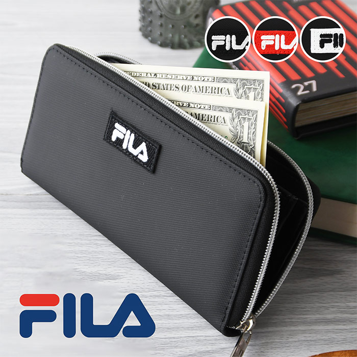 【楽天市場】\10%OFFクーポン発行中／ ラウンド財布 FILA財布 長財布 シンプル FILA ボックス 刺繍 ラウンド 大きく開く ...