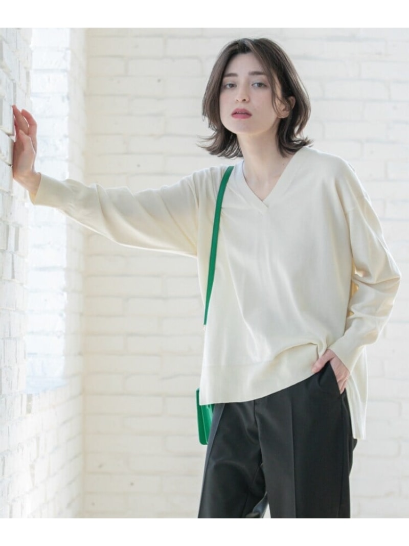 【楽天市場】【SALE／40%OFF】リラクシーVネックニット/オーガニックコツトン混【UV/洗濯機洗い可】 OPAQUE.CLIP オペークドットクリップ トップス ニット ホワイト ...