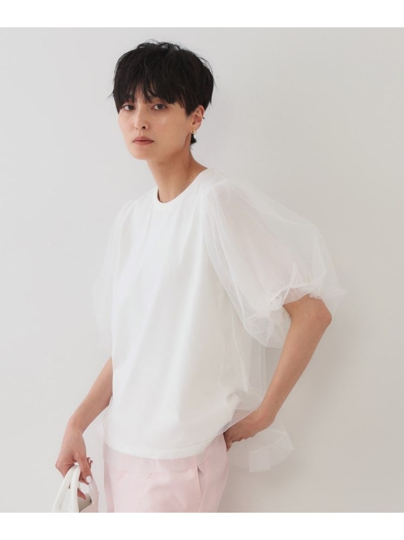 【楽天市場】チュールレイヤードトップス【洗濯機洗い可】 OPAQUE.CLIP オペークドットクリップ トップス カットソー・Tシャツ ホワイト ブラック ブルー【送料無料】[Rakuten ...