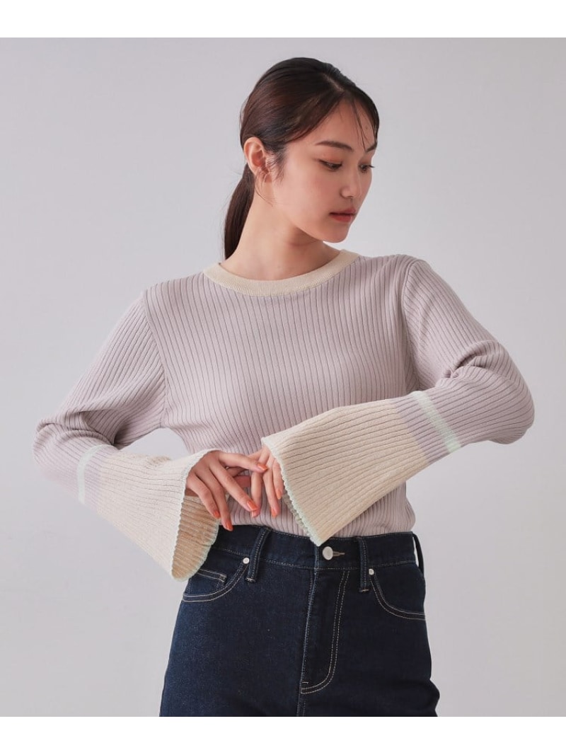 【楽天市場】【SALE／30%OFF】配色フレアスリーブワイドリブニット【洗濯機洗い可】 OPAQUE.CLIP オペークドットクリップ トップス ニット ネイビー ブラック【RBA_E ...