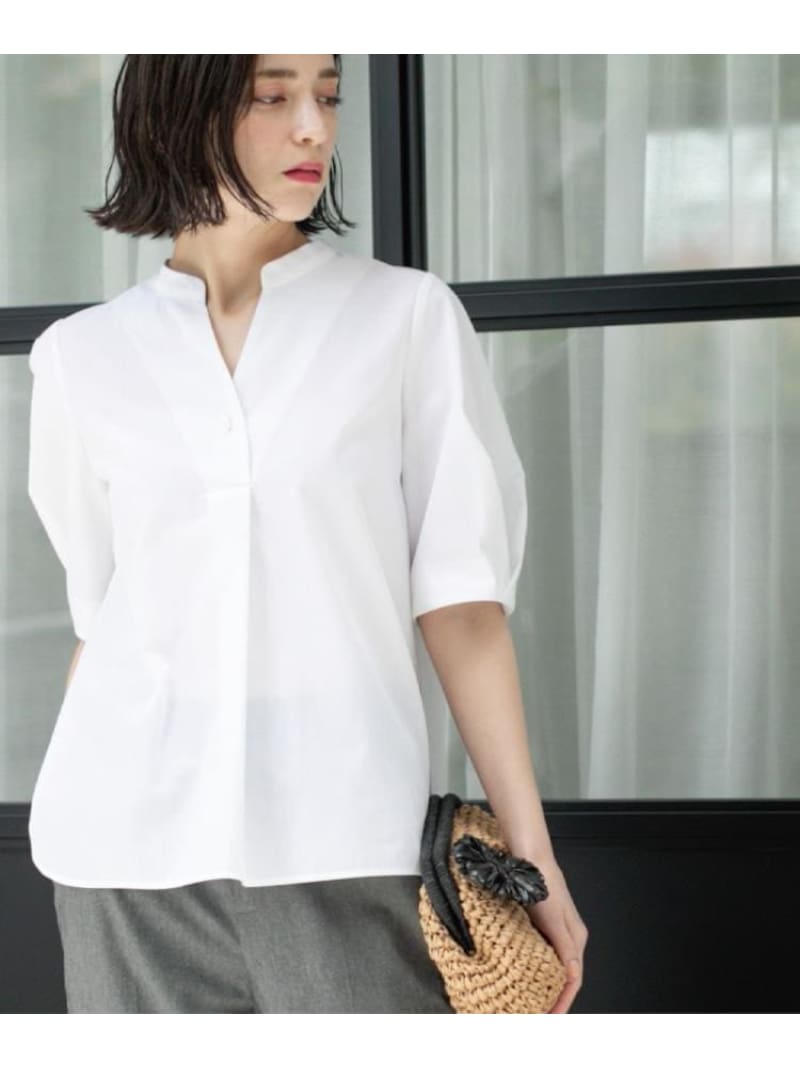 【楽天市場】【SALE／60%OFF】スキッパータックスリーブブラウス【洗濯機洗い可】 OPAQUE.CLIP オペークドットクリップ トップス シャツ・ブラウス ネイビー ブルー ホワイト ...