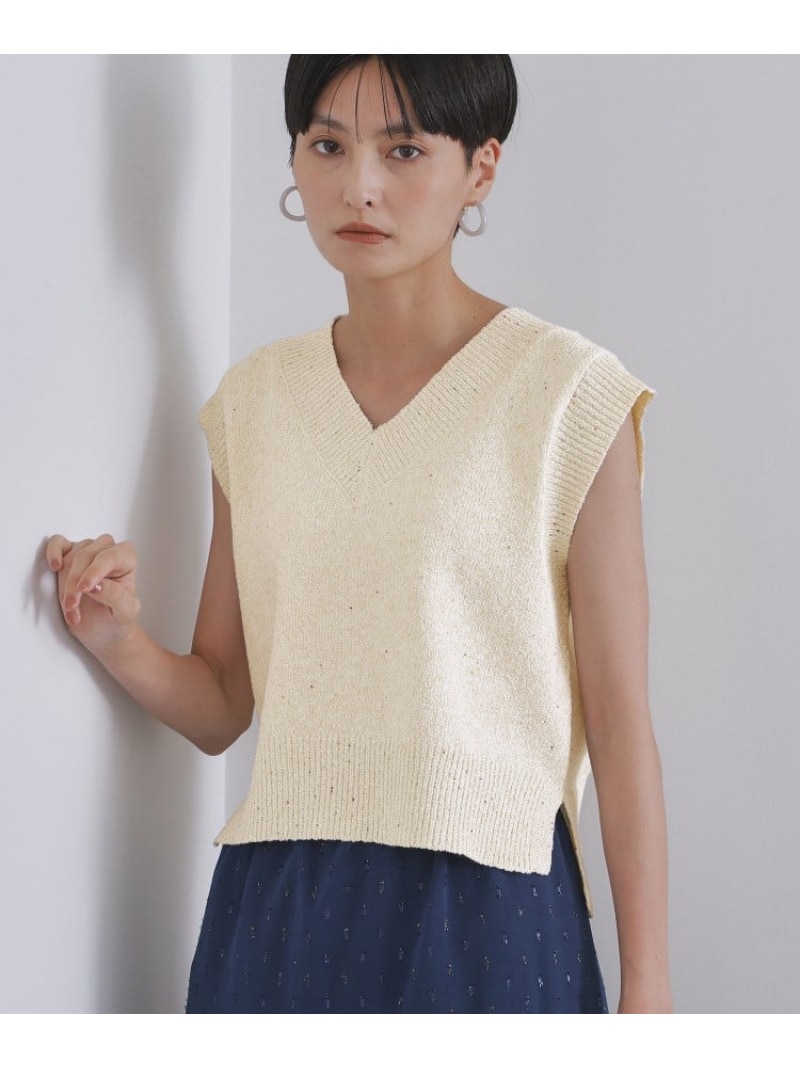 【楽天市場】【SALE／40%OFF】スパンコールラメVネックニット【洗える】 OPAQUE.CLIP オペークドットクリップ トップス ニット グリーン ブラック ホワイト【RBA_E ...