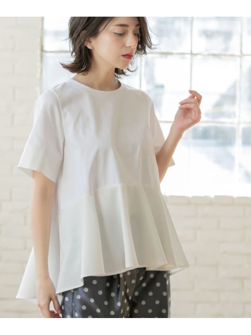 【楽天市場】【SALE／40%OFF】ペプラム切替ドッキングトップス【洗濯機洗い可】 OPAQUE.CLIP オペークドットクリップ トップス カットソー・Tシャツ ホワイト ブラック グレー ...