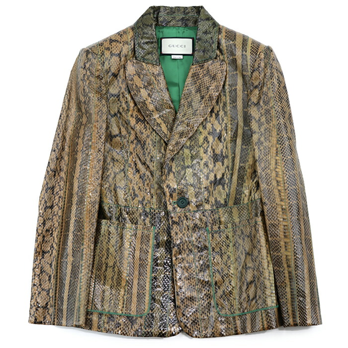 【楽天市場】【美品】 グッチ 2020年 594051 リアルパイソン テーラードジャケット レディース サイズ 36 蛇柄 グリーン ...