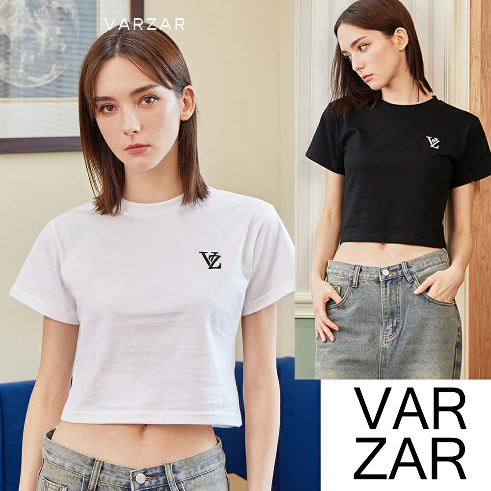 【楽天市場】【正規販売店】VARZAR バザール Tシャツ ロゴT 韓国ブランド クロップド丈 レディース トップス スタイルアップ VZ 3D Logo Crop T-Shirts ブラック ...