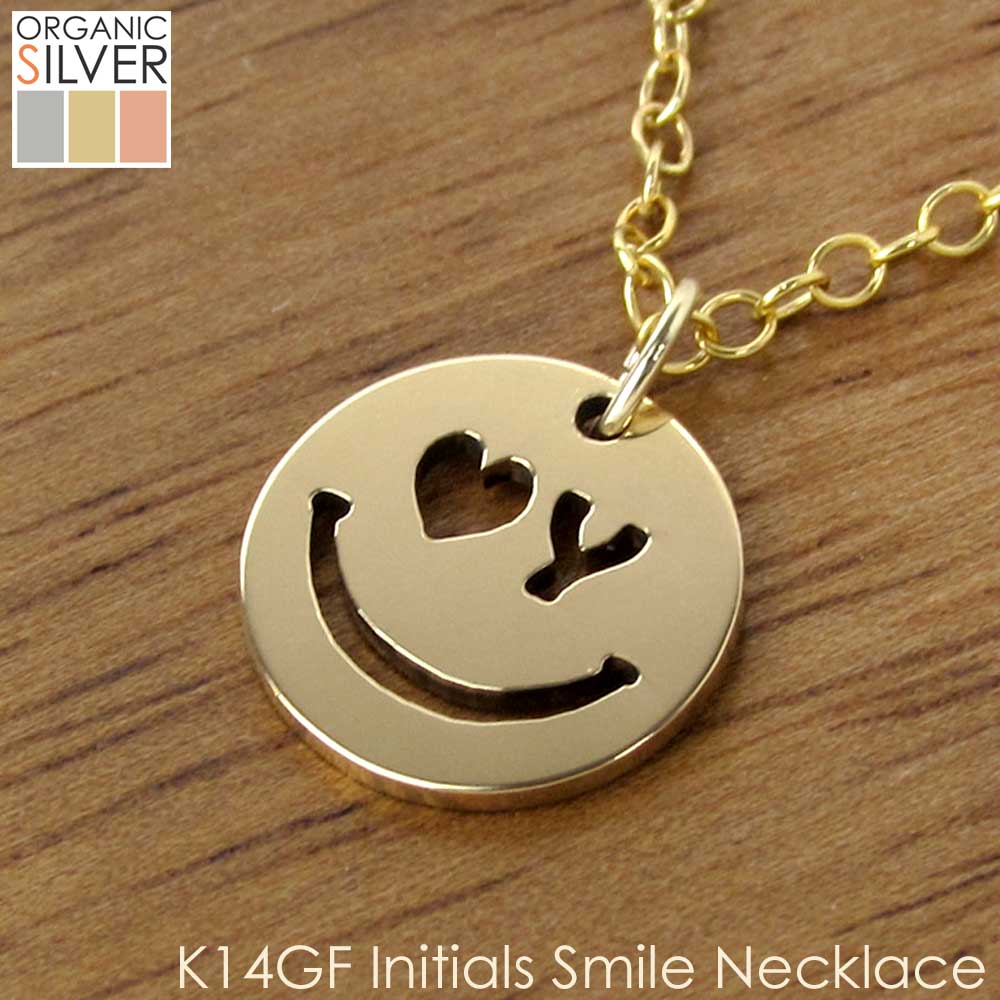 【楽天市場】K14GF YG ゴールドのスマイルネックレス 14K Gold Filled 2文字で世界に1つ イニシャルネックレス 母の日/誕生日/出産のギフト 卒業式/入学式/結婚式に ...