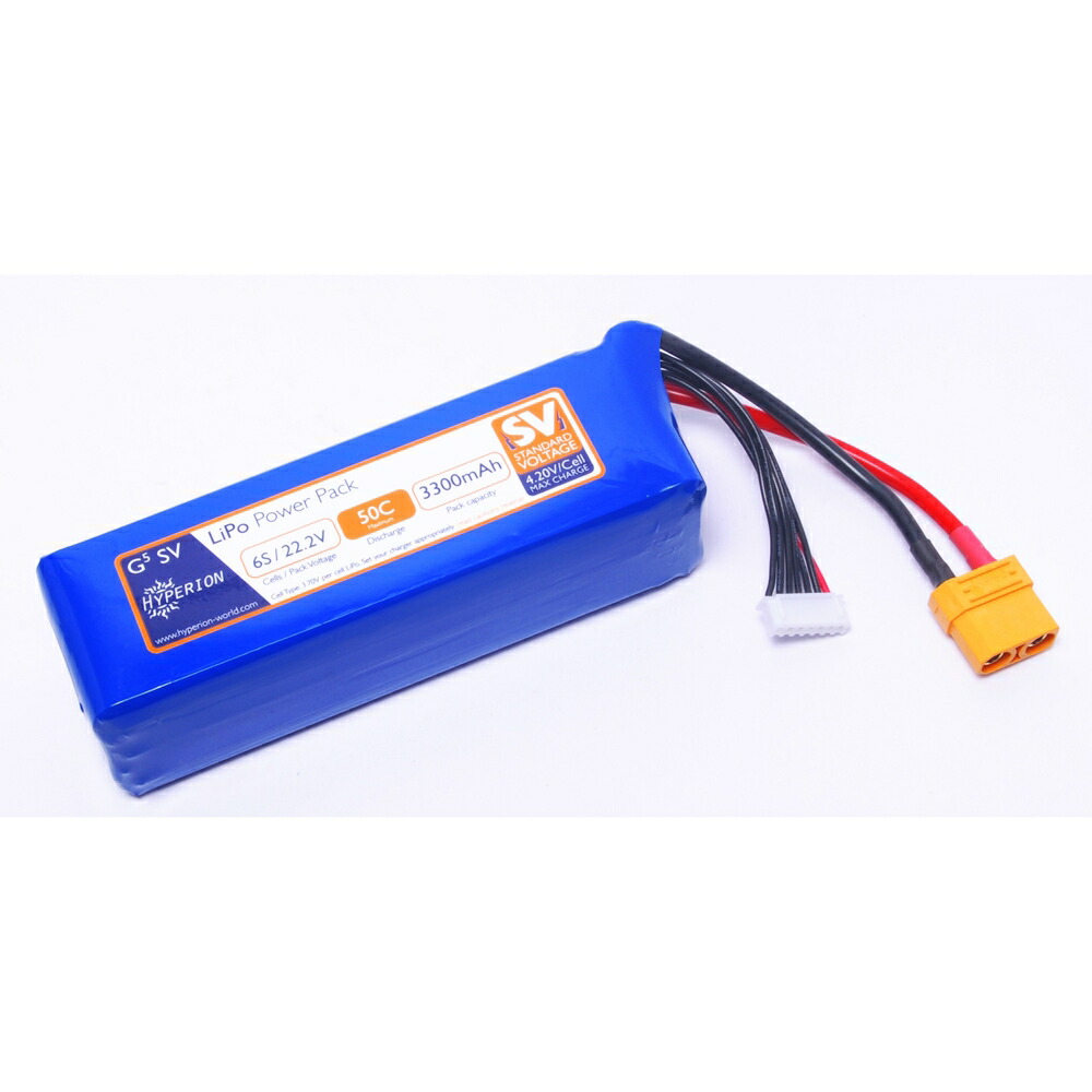 【楽天市場】Hyperion G5 50Cmax 6S 3300mAh 4.2V-Max LiPo バッテリー(HP-G550-3300S6 ...