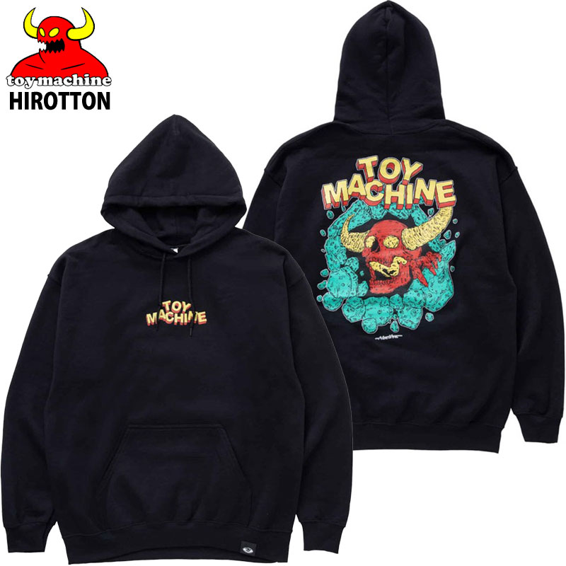【楽天市場】送料無料 トイマシーン TOY MACHINE x HIROTTON HIROTTON MONSTER HOODY ( ブラック ...