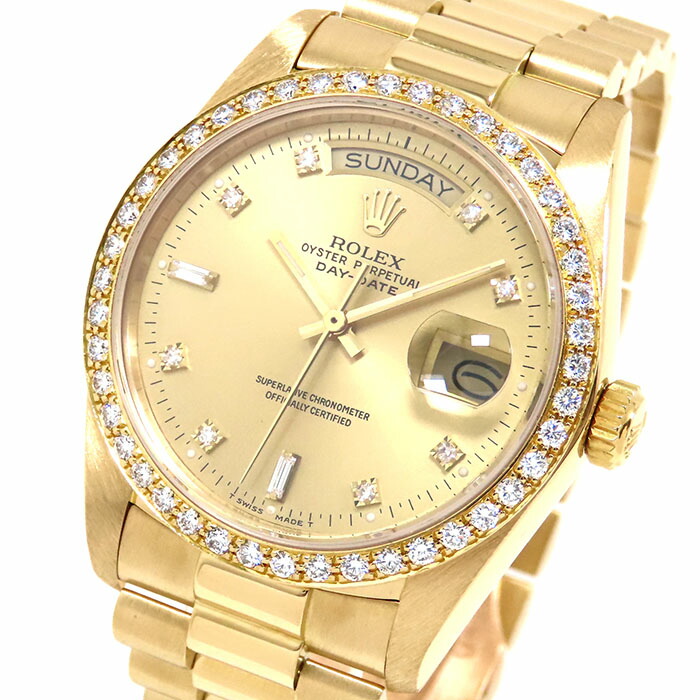 【楽天市場】ROLEX ロレックス デイデイト 18048A 82番 シャンパンゴールド文字盤 10Pダイヤモンド K18YG 750 イエローゴールド ベゼルダイヤ 金無垢 自動巻 メンズ ...