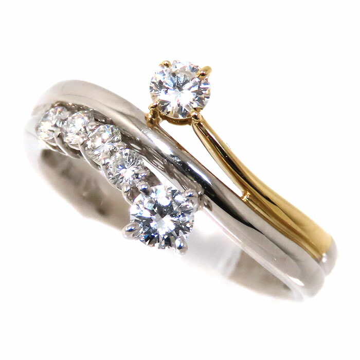 【楽天市場】星の砂 HOSHI no SUNA デザイン ダイヤ リング Pt900 プラチナ K18YG 750 イエローゴールド コンビ ダイヤモンド0.55ct 14.5号 指輪 スター ...