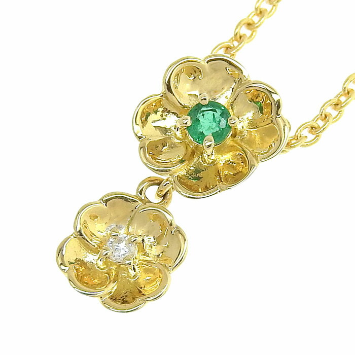 【楽天市場】La SOMA ラ・ソマ フラワー モチーフ エメラルド ダイヤ ネックレス K18YG 750 イエローゴールド エメラルド 0.08ct ダイヤモンド 0.02ct 41cm ...