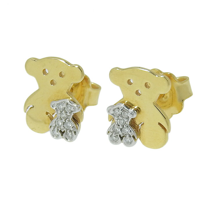 【楽天市場】TOUS トウス Sweet Dolls ベア モチーフ ダイヤ ピアス K18YG K18WG 750 イエローゴールド ホワイトゴールド コンビ ダイヤモンド 耳飾り 熊 ...