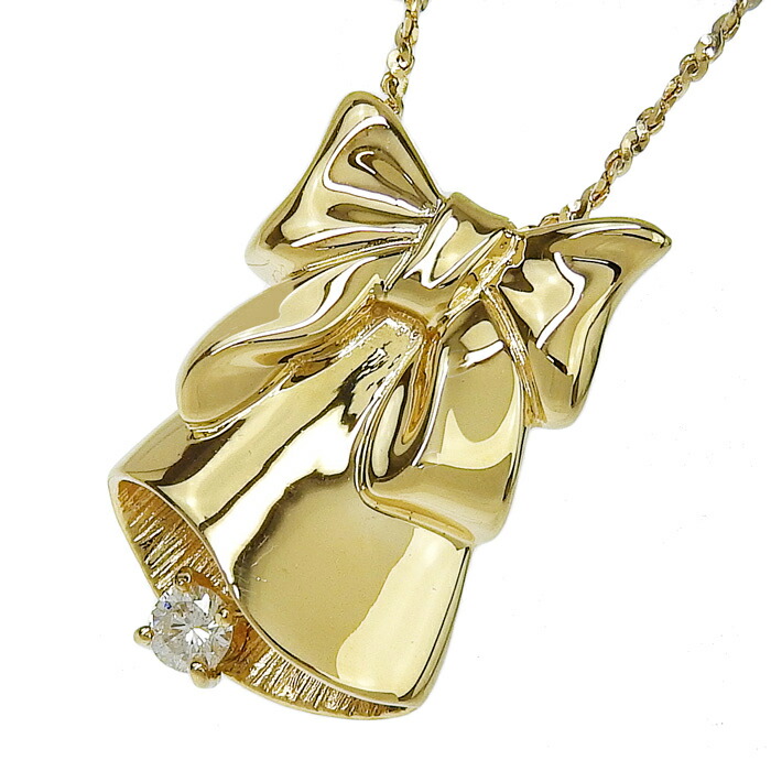 【楽天市場】LA SOMA ラソマ リボンモチーフ ダイヤネックレス K18YG 750 イエローゴールド ダイヤモンド 0.11ct 41cm 首飾り アクセサリー レディース 送料無料 ...