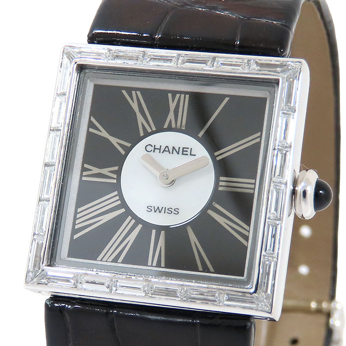 【楽天市場】CHANEL シャネル マドモアゼル バケットダイヤ H0106 ブラック × シェル文字盤 K18WG 750 ホワイトゴールド ...