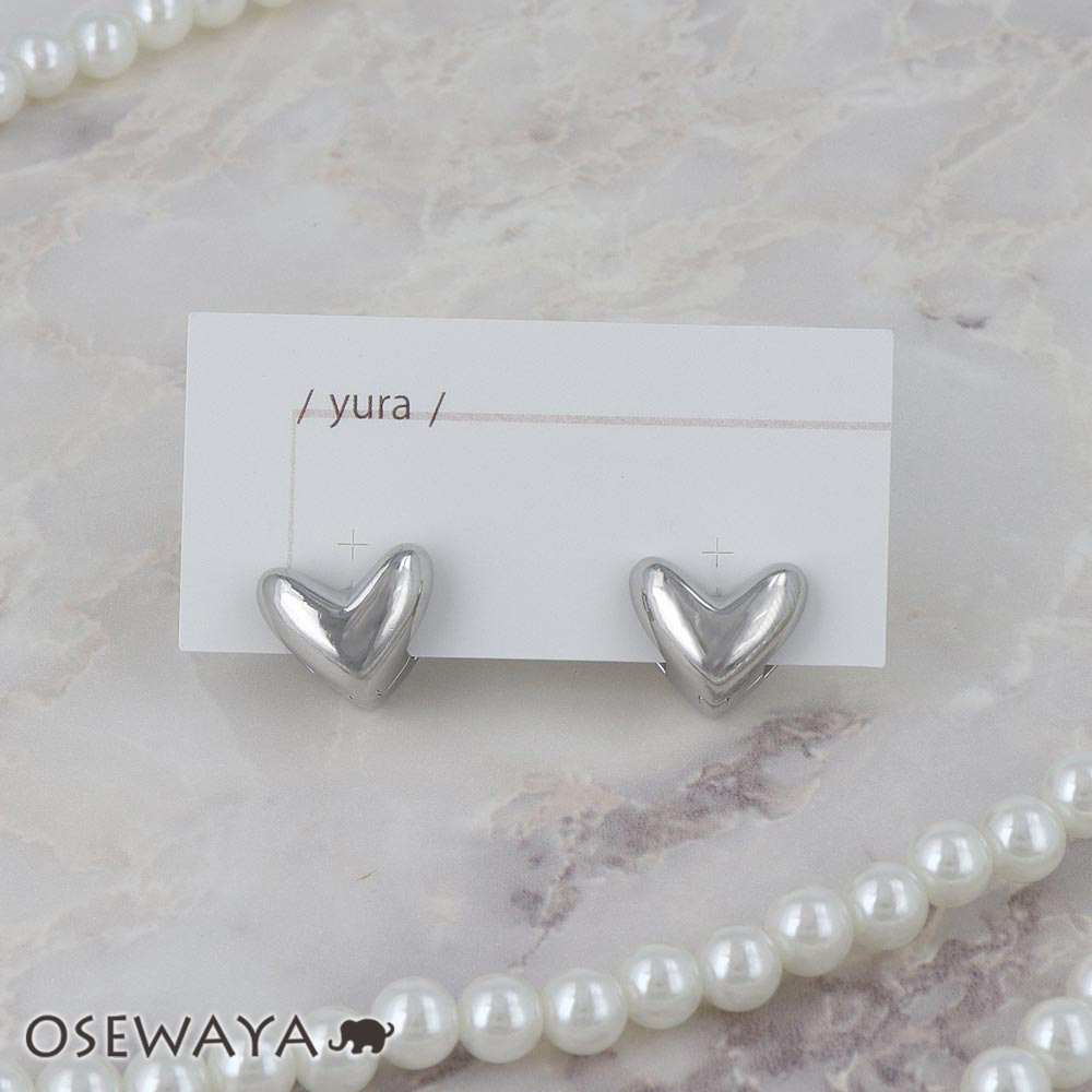 【楽天市場】【送料無料】ピアス yura Que le bonheur t'arrive ニッケルフリー ハート ワンタッチ フープピアス | OSEWAYA アクセサリー レディース 女性 ...
