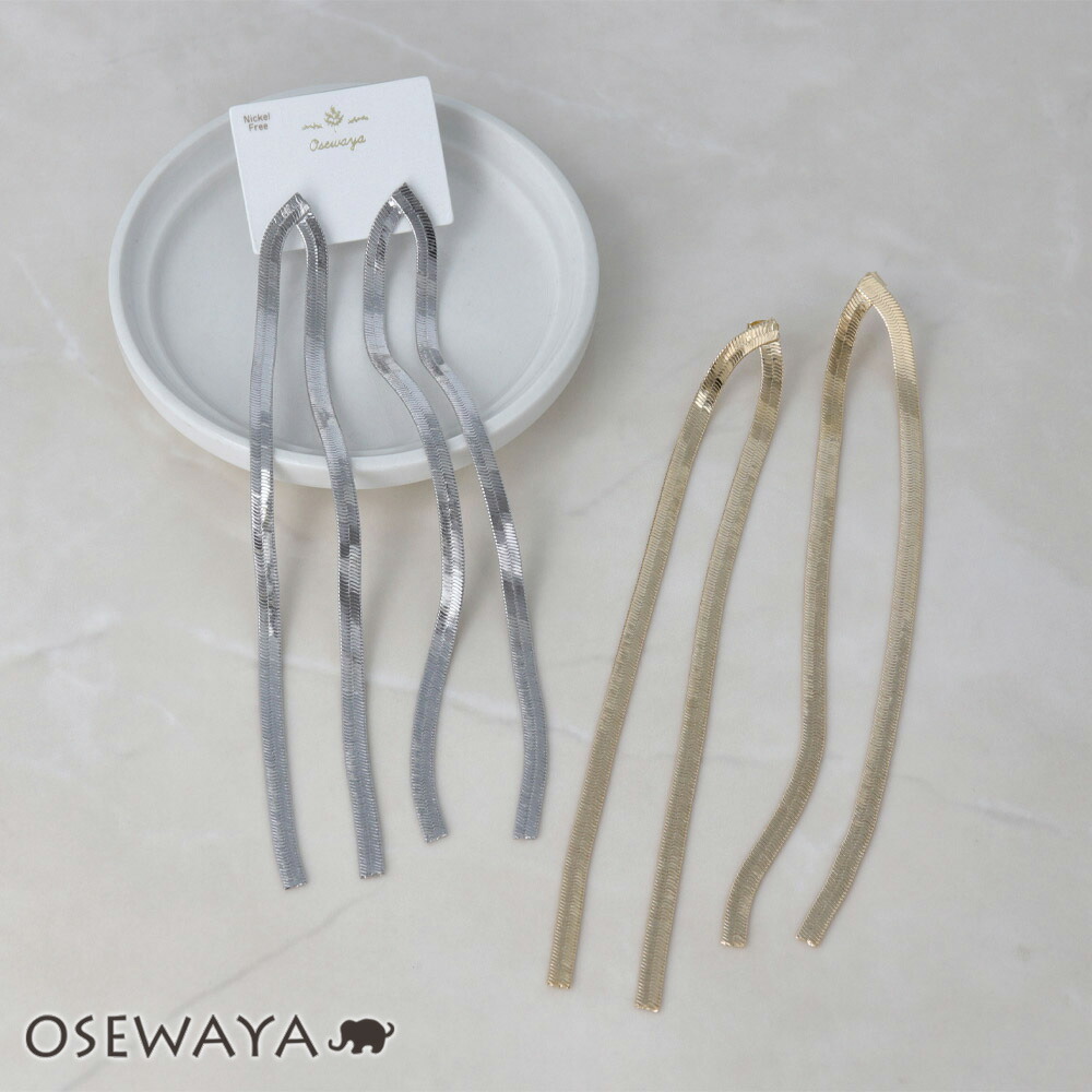 【楽天市場】【500円OFFクーポン配布】【楽天スーパーSALE 半額】【送料無料】ピアス ニッケルフリー メタル ロング スネーク チェーン ドロップピアス | OSEWAYA アクセサリー ...