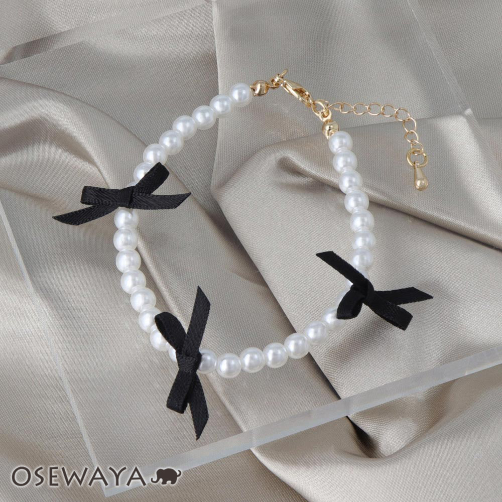 【楽天市場】ブレスレット ニッケルフリー パール ブラック リボン トリプル ブレスレット | OSEWAYA アクセサリー レディース 女性 大人 プレゼント ギフト 結婚式 誕生日 ...