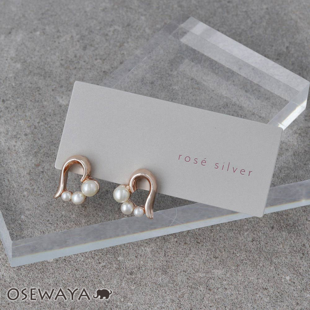 【楽天市場】【500円OFFクーポン配布】【楽天スーパーSALE 半額】ピアス ニッケルフリー ロゼシルバー ハーフ パール ハート チタンポスト スタッドピアス | OSEWAYA ...