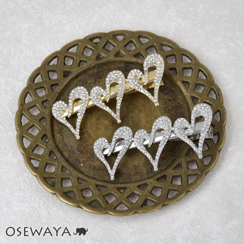 【楽天市場】ヘアクリップ ニッケルフリー トリプル ハート パヴェ ミニ ストーン | OSEWAYA ヘアアクセサリー ヘアアクセ レディース 女性 大人 プレゼント ギフト 結婚式 ...