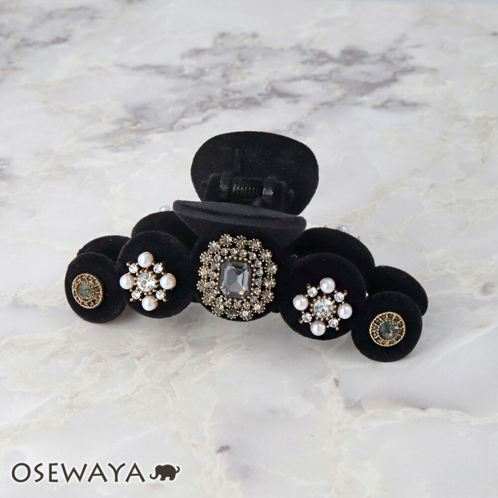 【楽天市場】ヘアクリップ フロッキー パール ビジュー アンティークライク バンスクリップ | OSEWAYA ヘアアクセサリー ヘアアクセ レディース 女性 大人 プレゼント ギフト 結婚式 ...