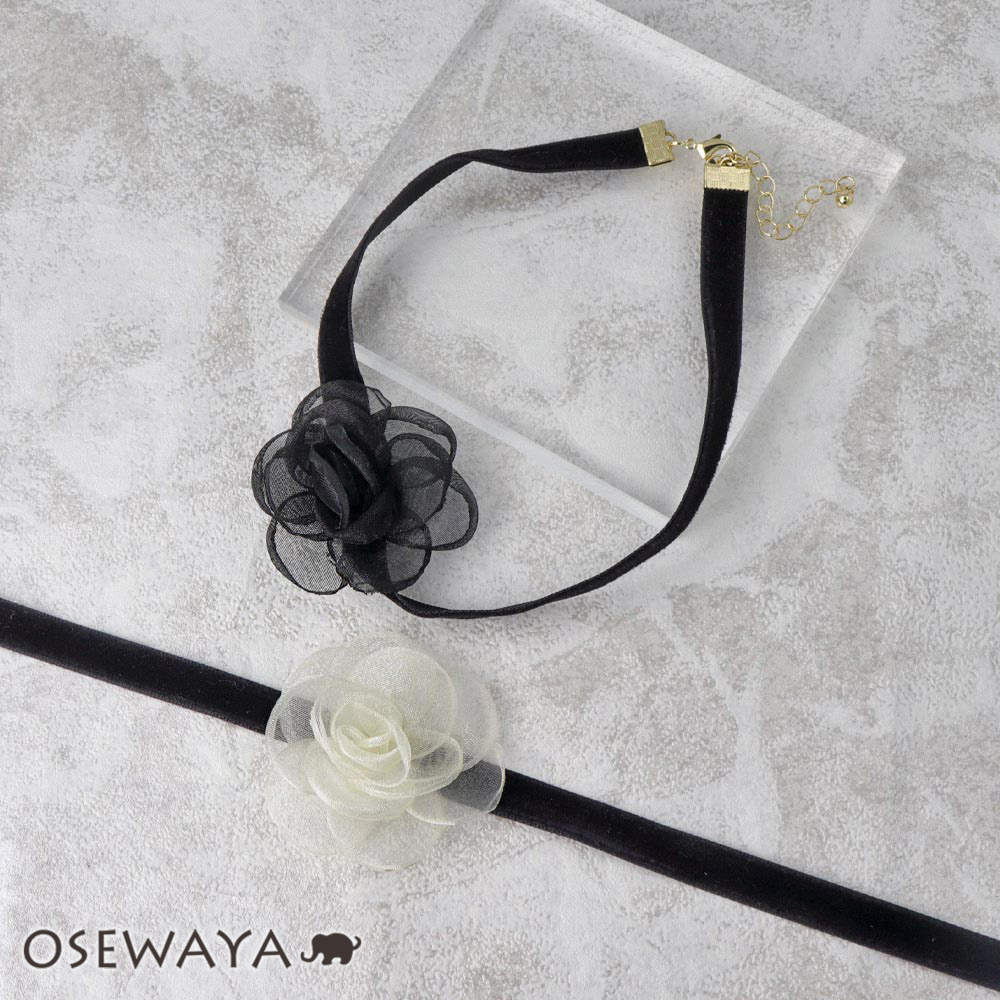 【楽天市場】【6/4夜限定30％OFFクーポン】【楽天スーパーSALE 半額】ネックレス ニッケルフリー シアー ビッグ フラワー ローズ 薔薇 チョーカー | OSEWAYA ヘア ...