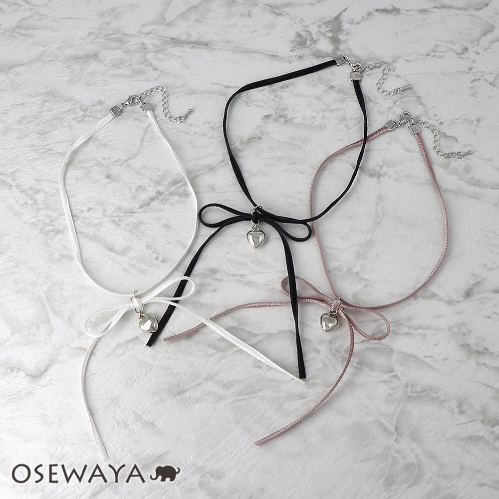 【楽天市場】【6/4夜限定30％OFFクーポン】【楽天スーパーSALE 半額】ネックレス ニッケルフリー メタル ミニ ハート ベロア風 ロング スリム リボン チョーカー | OSEWAYA ...