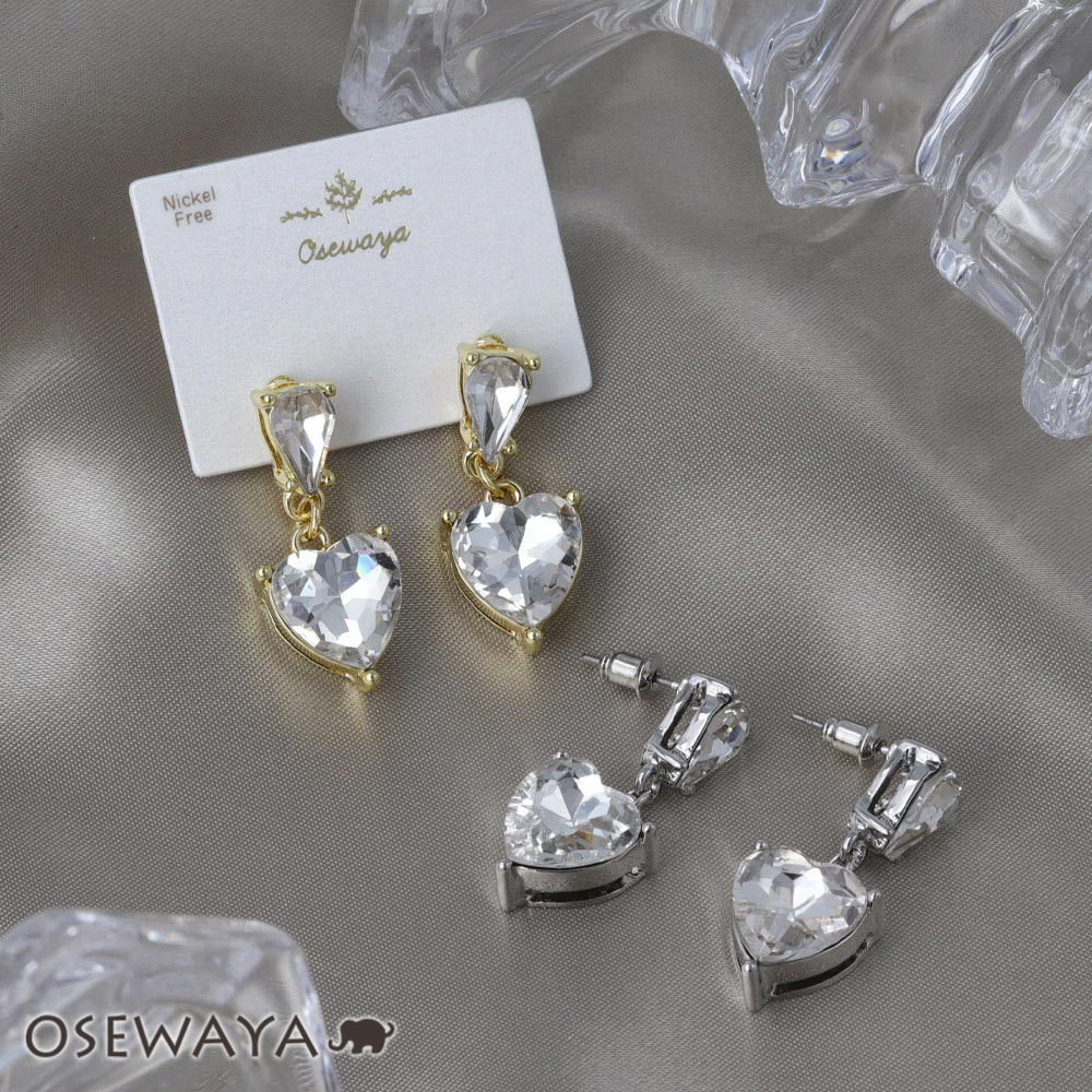 【楽天市場】【4/24夜限定20％OFFクーポン】ピアス ニッケルフリー メタル キュービックジルコニア ドロップ ハート ステンレスポスト ドロップピアス | OSEWAYA アクセサリー ...