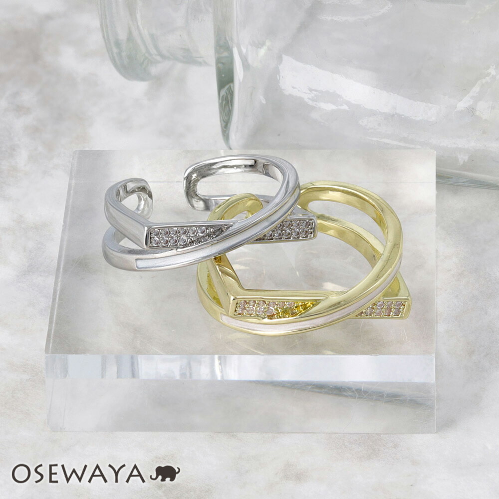 【楽天市場】【7/19 限定20％OFFクーポン】リング ニッケルフリー メタル キュービックジルコニア クロス ライン フリーサイズ 指輪 | OSEWAYA アクセサリー レディース 女性 ...