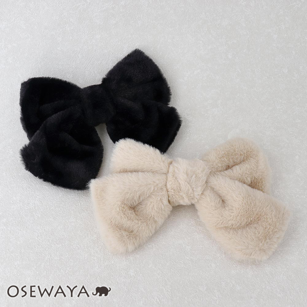 【楽天市場】【7/4 夜限定20％OFFクーポン】バレッタ ファー もこもこ リボン | OSEWAYA ヘアアクセサリー ヘアアクセ レディース 女性 大人 プレゼント ギフト 結婚式 ...