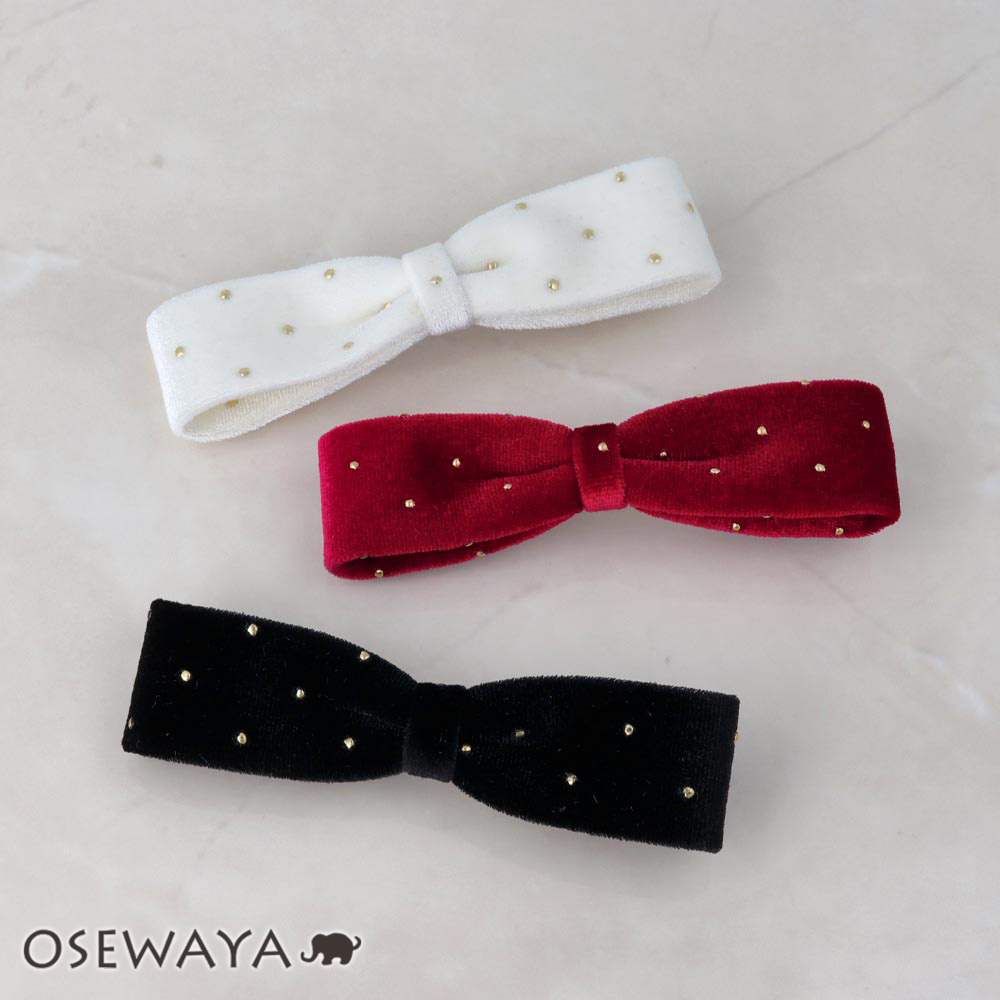 【楽天市場】【30％OFFクーポン配布中】【楽天スーパーSALE 半額】ヘアクリップ ベロア ゴールド ドット リボン クリップ | OSEWAYA ヘアアクセサリー ヘアアクセ レディース ...