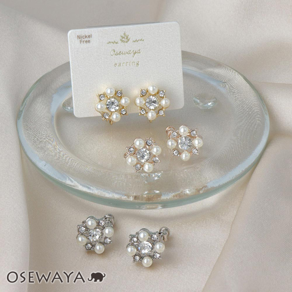 【楽天市場】【500円OFFクーポン配布】【楽天スーパーSALE 半額】イヤリング ニッケルフリー パール ストーン ネジバネ式イヤリング | OSEWAYA アクセサリー レディース 女性 ...
