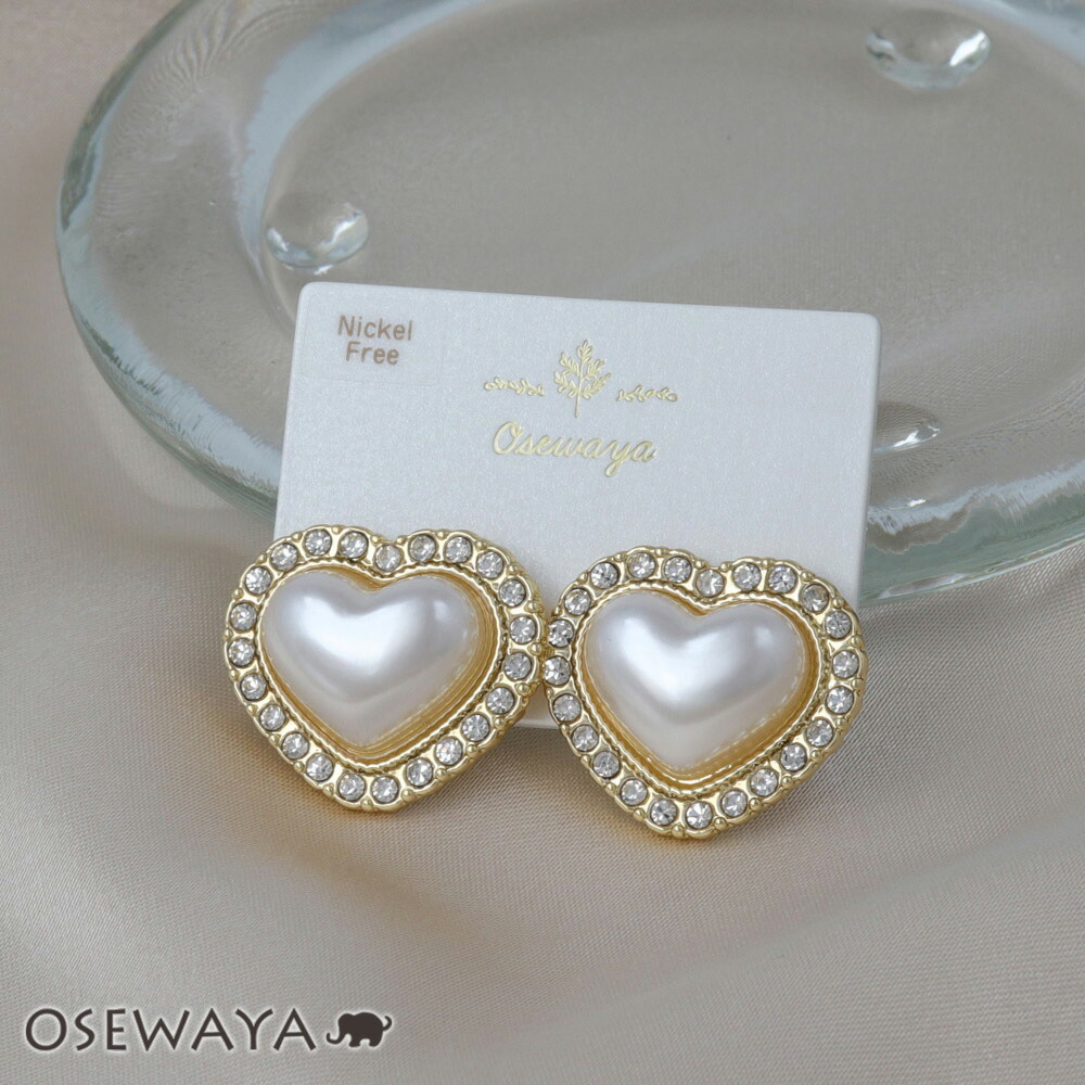 【楽天市場】【7/4 夜限定20％OFFクーポン】ピアス ニッケルフリー ハート パール ストーン ステンレスポスト スタッドピアス | OSEWAYA アクセサリー レディース 女性 大人 ...