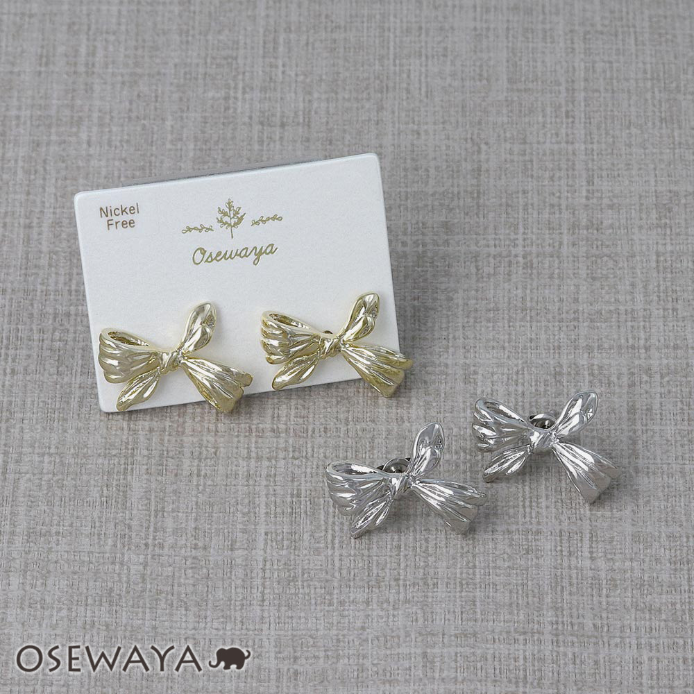 【楽天市場】【500円OFFクーポン配布】【楽天スーパーSALE 半額】ピアス ニッケルフリー メタル リボン スタッドピアス | OSEWAYA アクセサリー レディース 女性 大人 ...