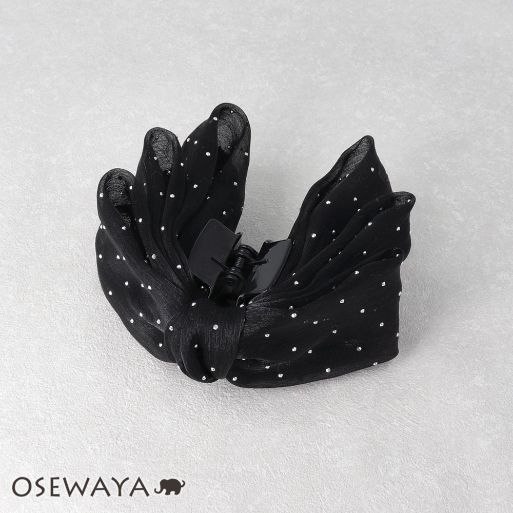 【楽天市場】【5/23夜限定20％OFFクーポン】ヘアクリップ レイヤード ボリューム シアー リボン ドット 柄 ブラック バンスクリップ | OSEWAYA ヘアアクセサリー ヘアアクセ ...