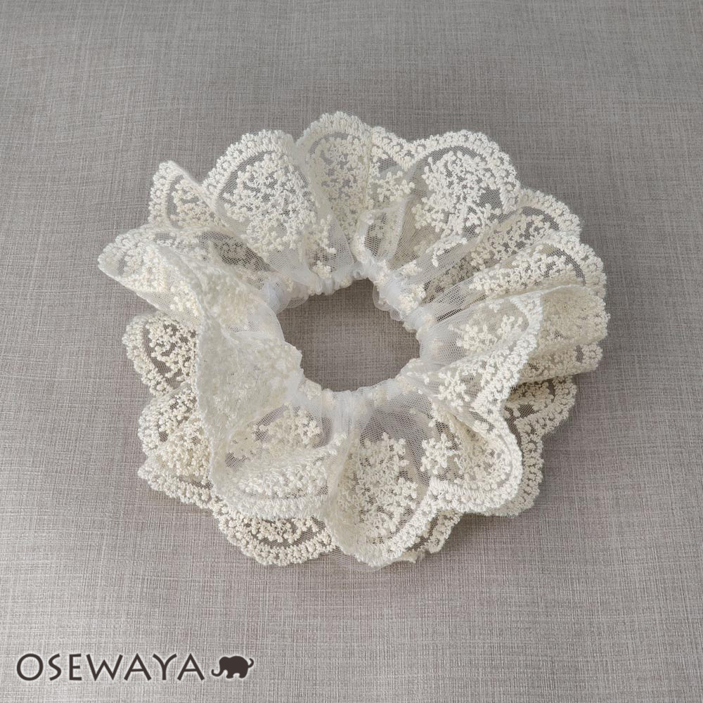 【楽天市場】【7/4 夜限定20％OFFクーポン】シュシュ スカラップ チュールレース 刺繍 ビッグ ボリューム ヘアゴム ヘアポニー | OSEWAYA ヘアアクセサリー ヘアアクセ ...