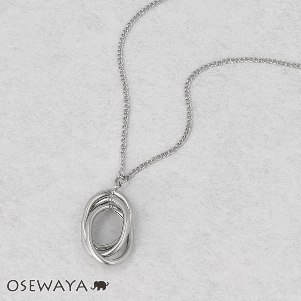 【楽天市場】【送料無料】ネックレス ニッケルフリー sable silver メタル トリプル オーバル リング クロス ロングネックレス | OSEWAYA アクセサリー レディース 女性 ...