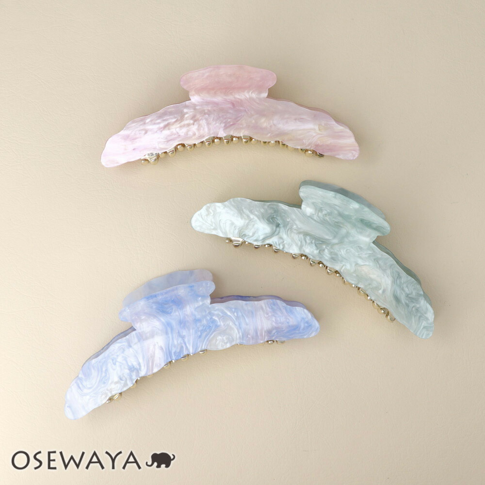 【楽天市場】【7/4 夜限定20％OFFクーポン】ヘアクリップ ウェーブ プレート マーブル カラー 特大 ビッグサイズ バンスクリップ | OSEWAYA ヘアアクセサリー ヘアアクセ ...
