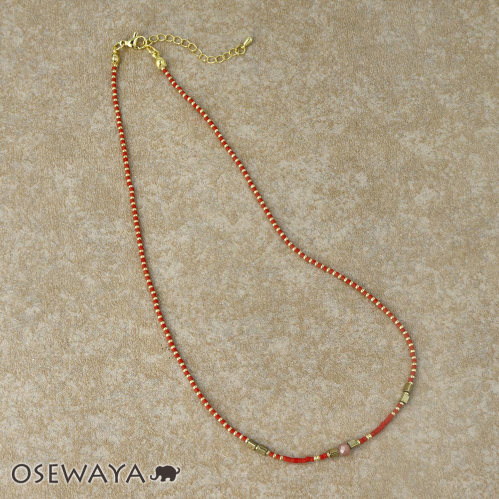 【楽天市場】【8/4 夜限定30％OFFクーポン】ネックレス ポイント 天然石 メタル カラー ビーズ レッド ステンレス ショートネックレス | OSEWAYA アクセサリー レディース ...