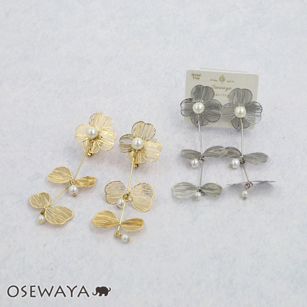 【楽天市場】イヤリング ニッケルフリー フラワー パール ネジバネ式イヤリング | OSEWAYA アクセサリー レディース 女性 大人 ...