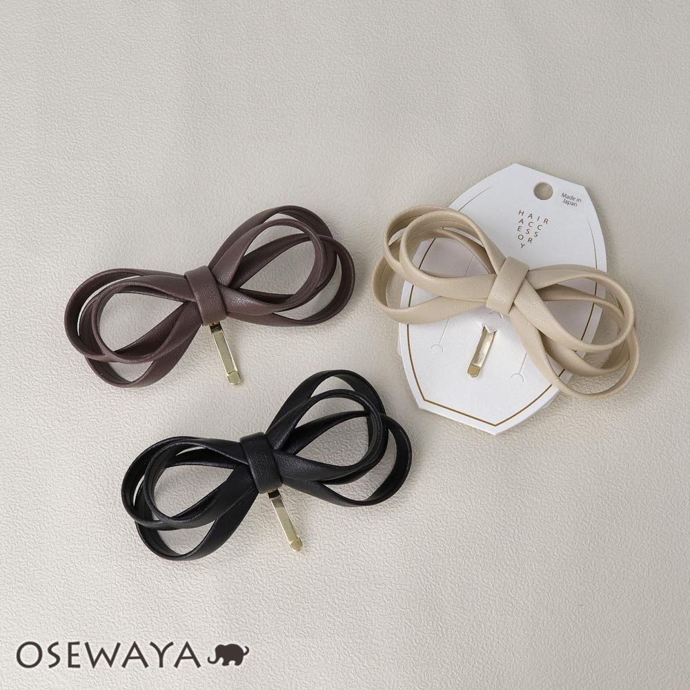【楽天市場】【7/19 限定20％OFFクーポン】ヘアカフ トリプル ∞ リボン 立体 フェイクレザー ベーシックカラー ヘアポニー ポニーフック | OSEWAYA ヘアアクセサリー ヘア ...