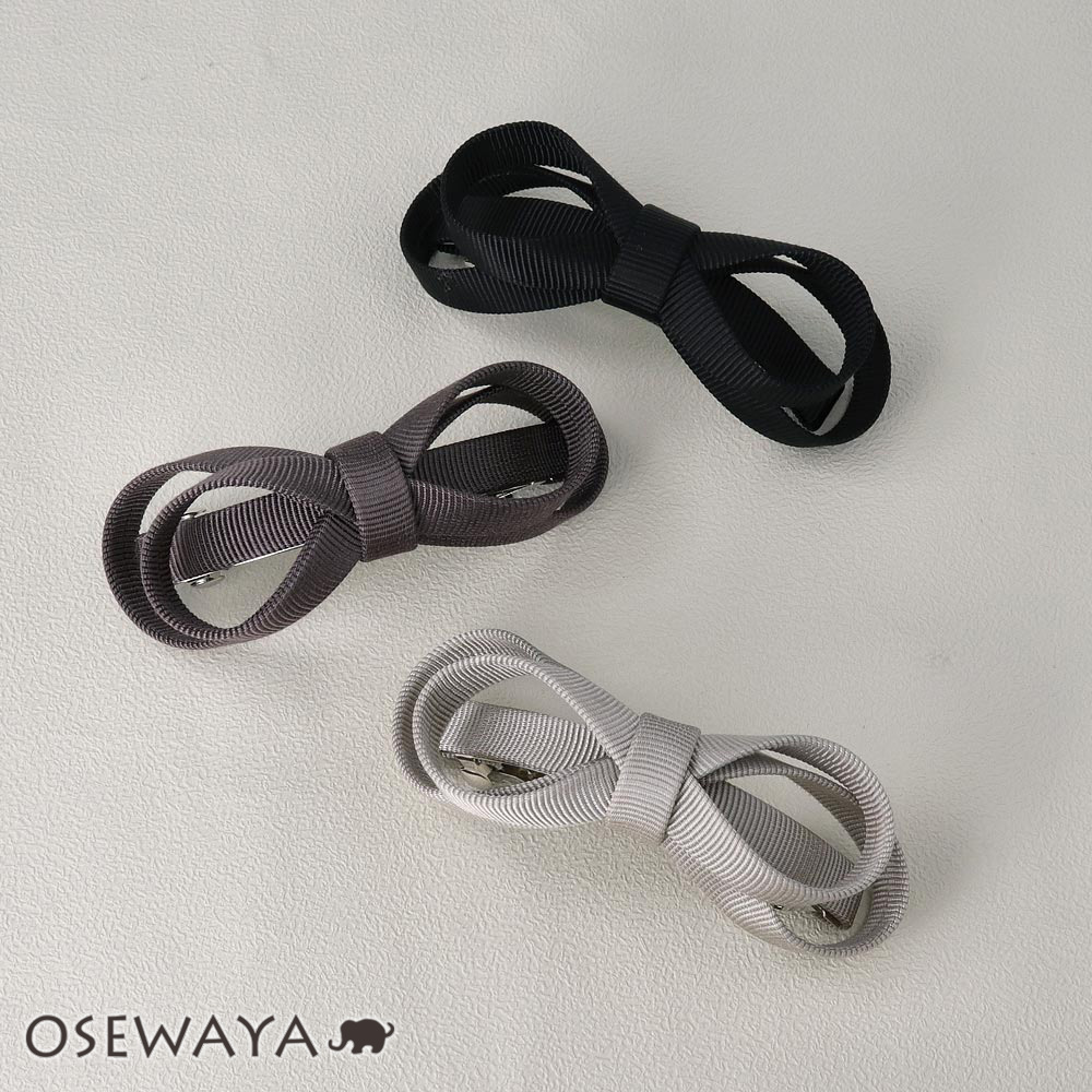 【楽天市場】【3/21夜20％OFFクーポン配布中】バレッタ ニッケルフリー ダブル ∞ リボン グログラン 立体 90mm ベーシックカラー | OSEWAYA ヘアアクセサリー ヘアアクセ ...