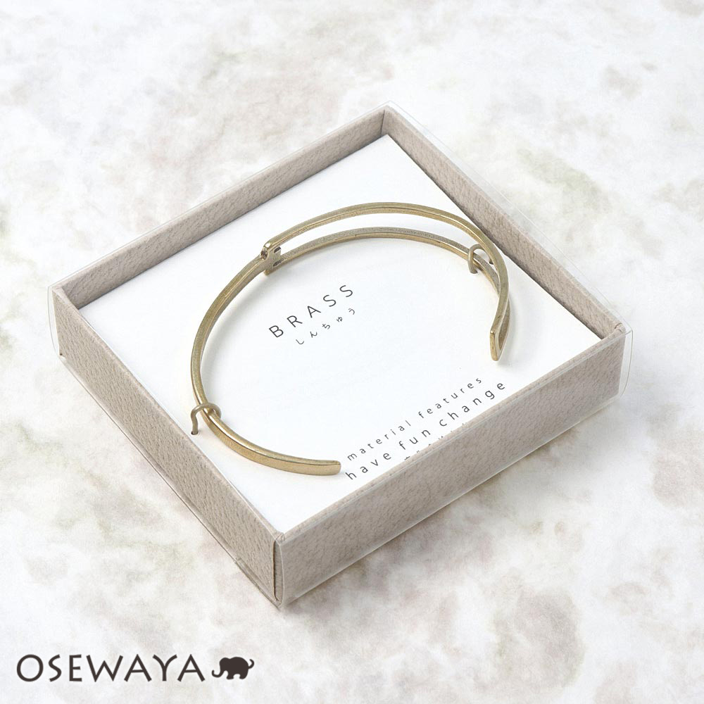 【楽天市場】【送料無料】ブレスレット ニッケルフリー ダブル 経年変化 BRASS しんちゅう 真鍮 ケース入り ハーフバングル | OSEWAYA アクセサリー レディース 金属アレルギー ...
