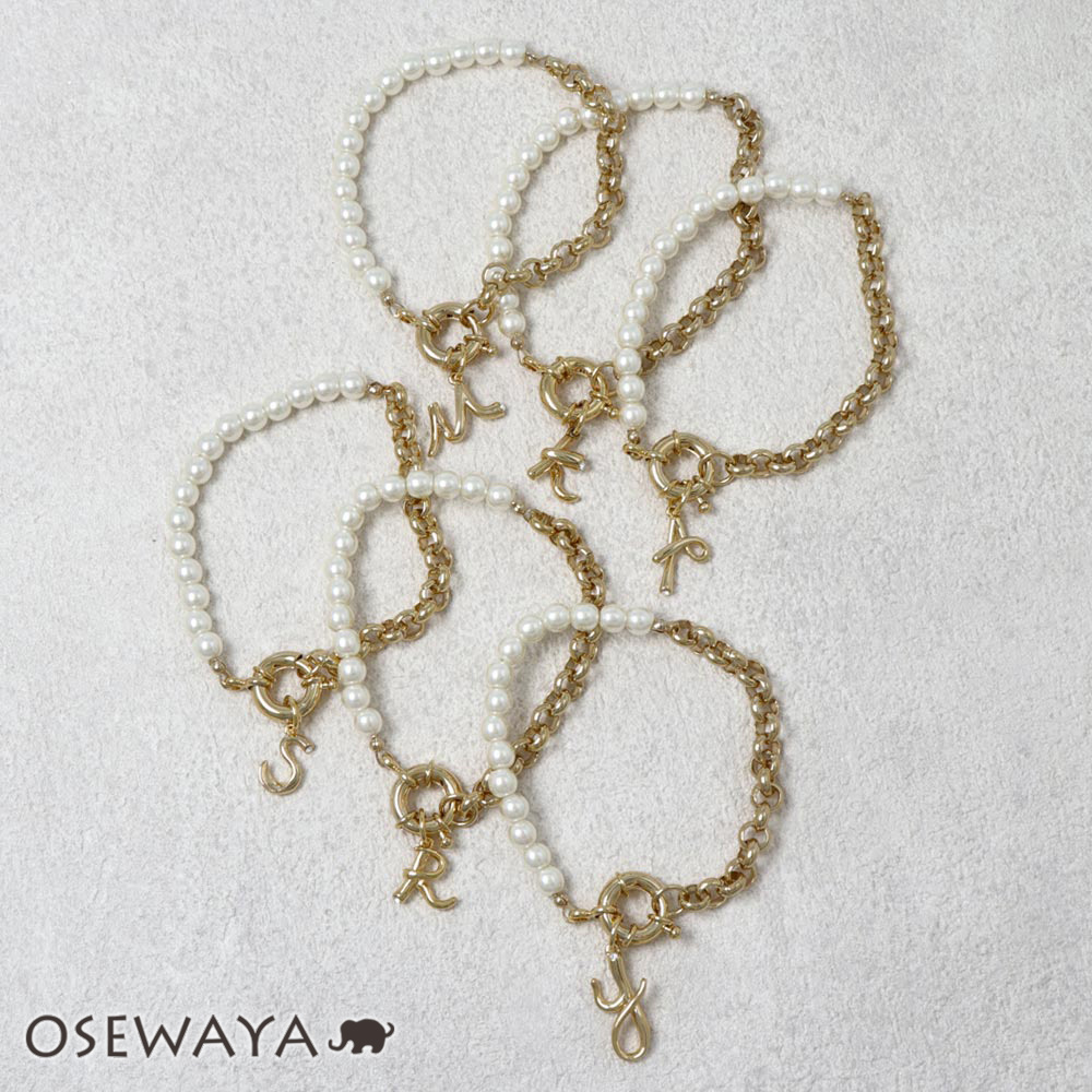 【楽天市場】ブレスレット ニッケルフリー イニシャル パール チェーン ストーン チェーンブレスレット | OSEWAYA アクセサリー レディース 金属アレルギー 女性 大人 プレゼント ...