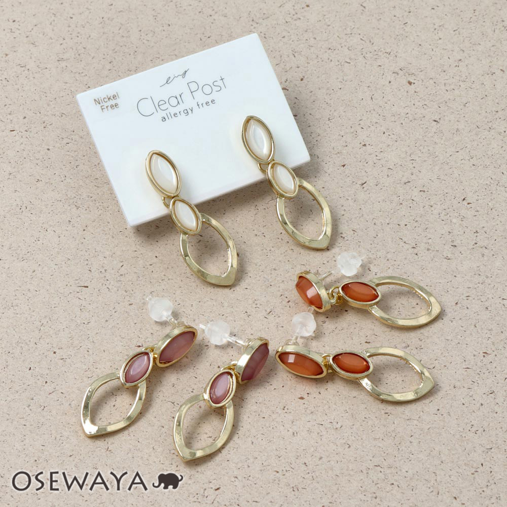 【楽天市場】【500円OFFクーポン配布中】樹脂ピアス ニッケルフリー アクリル カラー メタル オーバル ドロップピアス | OSEWAYA アクセサリー レディース 金属アレルギー 女性 ...
